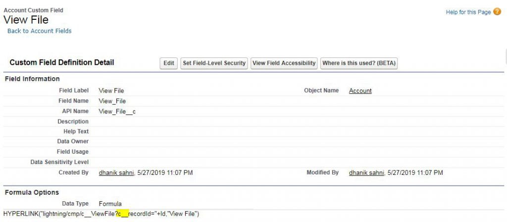 Call Lightning Component using Formula Link | SalesforceCodex